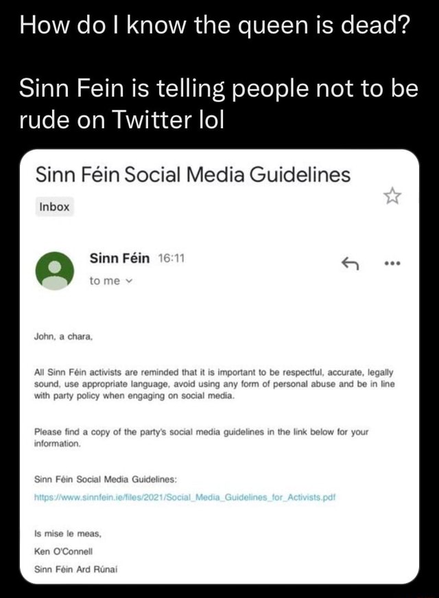 How do know the queen is dead? Sinn Fein is telling people not to be ...