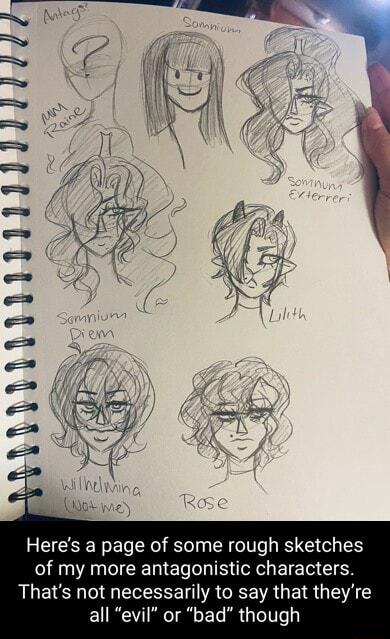 Here's a page of some rough sketches of my more antagonistic characters ...