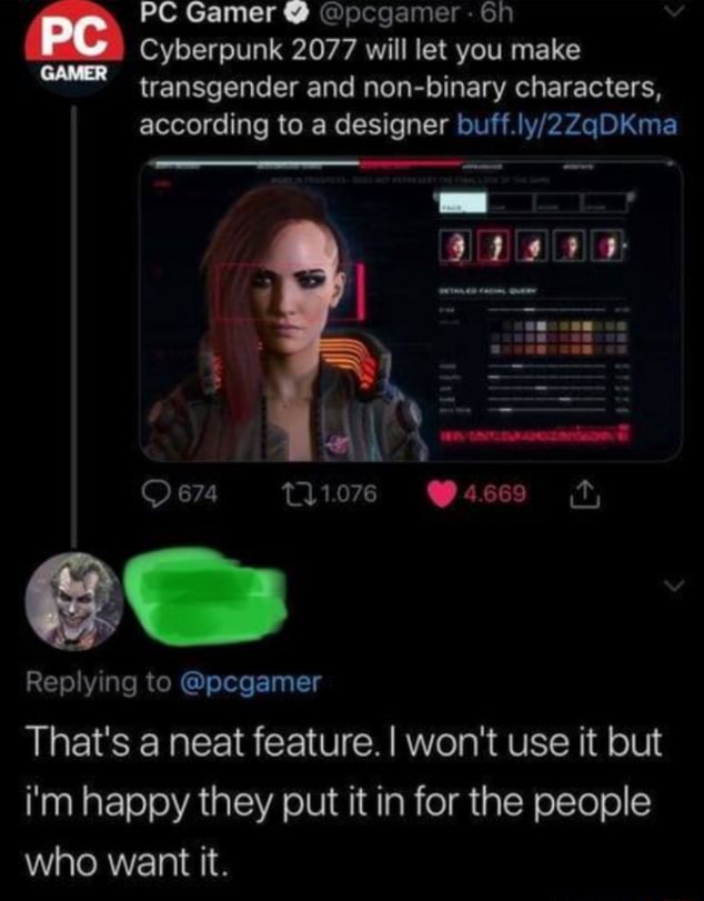 PC Gamer @ @pcgamer Cyberpunk 2077 will let you make transgender and ...