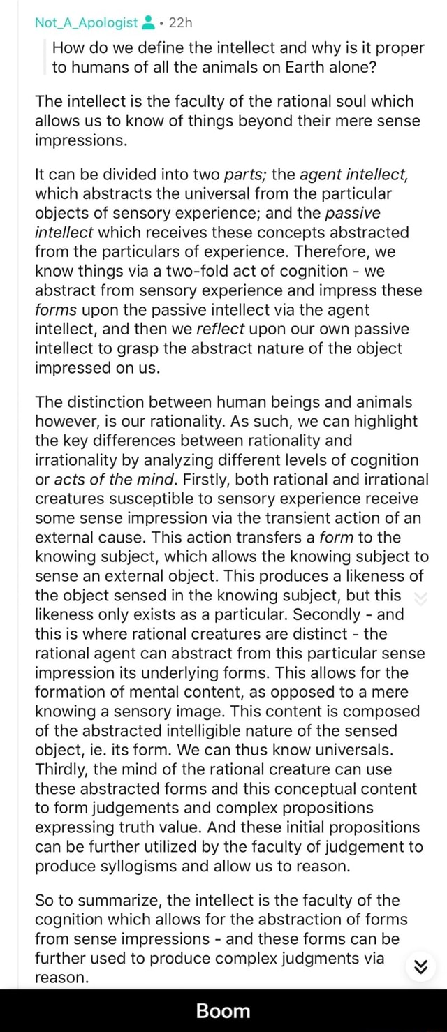 Ist How do we define the intellect and why is it proper to humans of ...