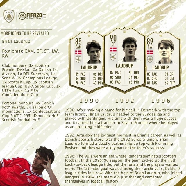 MORE ICDNS T0 BE REVEALED Brian Laudrup Club honours: 3x Scomsh Prermer ...