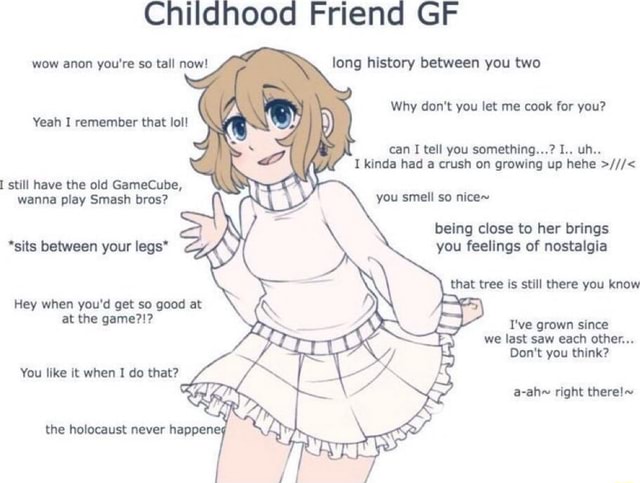 Childhood Friend GIF long history between you two wow anon you're so ...