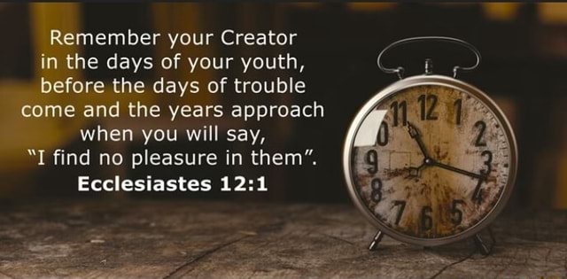 Remember your Creator in the days of your youth, before the days of ...