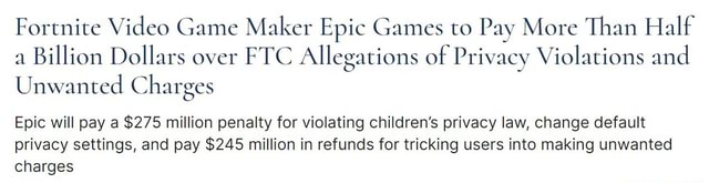 Fortnite Video Game Maker Epic Games to Pay More Than Half a Billion ...