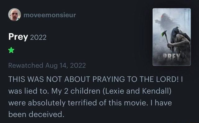 Moveemonsieur Prey 2022 Rewatched Aug 14, 2022 THIS WAS NOT ABOUT ...