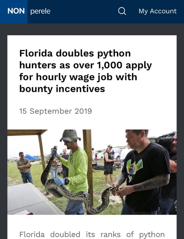 Florida doubles python hunters as over 1,000 apply for hourly wage job ...