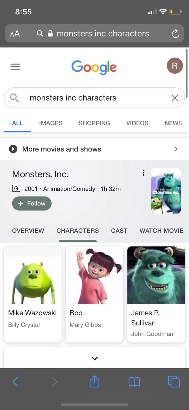 AA Q @ monsters inc characters = Google @ Q. monsters inc characters ...