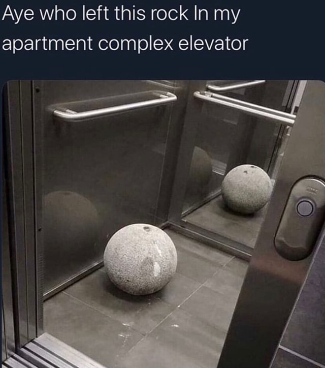 Aye who left this rock In my apartment complex elevator - iFunny