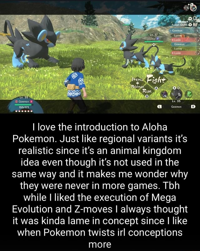 IS I love the introduction to Aloha Pokemon. Just like regional ...
