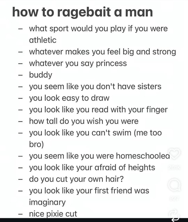 How to ragebait a man what sport would you play if you were athletic ...