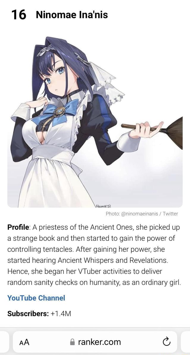 Ninomae Ina'nis Photo: @ninomaeinanis / Twitter Profile: A priestess of ...