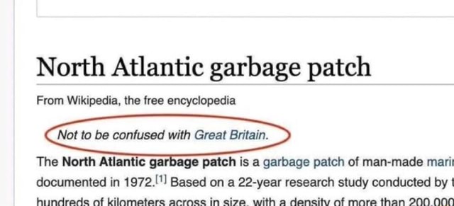 North Atlantic garbage patch From Wikipedia, the free encyclopedia Not ...