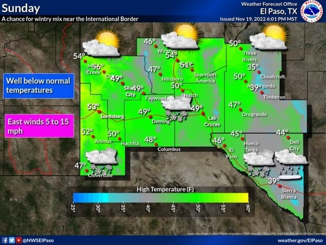 'Weather Forecast Office Sunday EI Page, TX chance for wintry mix near ...