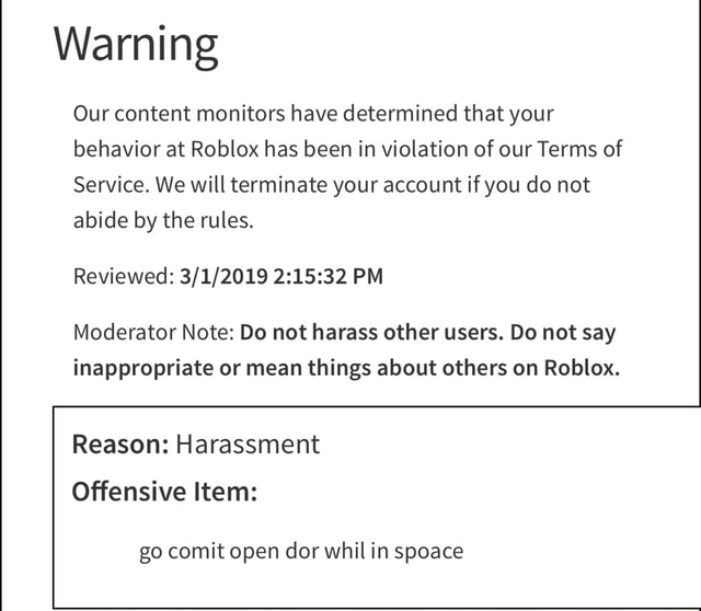 Warning Our content monitors have determined that your behavior at ...