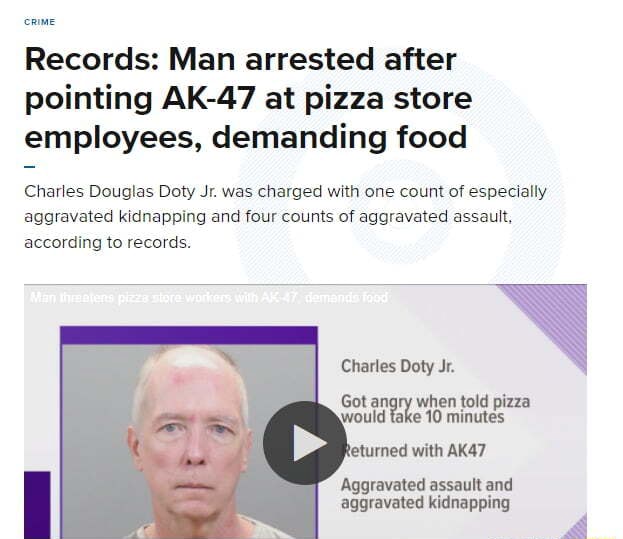 Records: Man arrested after pointing AK-47 at pizza store employees ...