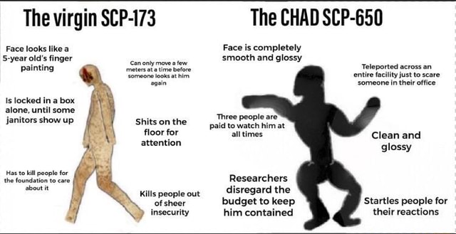 The virgin SCP-173 The CHAD SCP-650 Face looks like a Face is ...