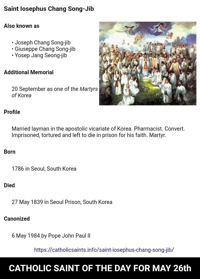 Saint losephus Chang Song-Jib Also known as + Joseph Chang Song-jib ...