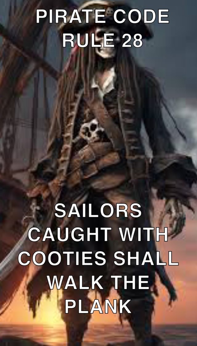 PIRATE CODE RULE 28 SAILORS CAUGHT WITH COOTIES SHALL WALK THE PLANK ...