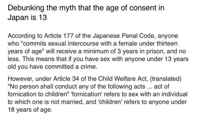 Debunking the myth that the age of consent in Japan is 13 According to ...