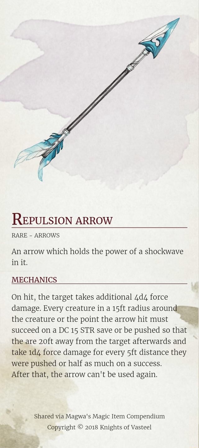 REPULSION ARROW RARE - ARROWS An arrow which holds the power of a ...