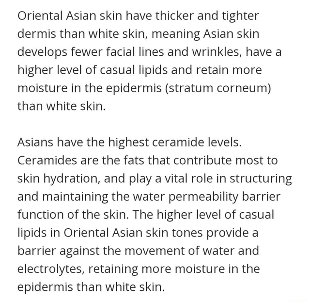 Oriental Asian skin have thicker and tighter dermis than white skin ...