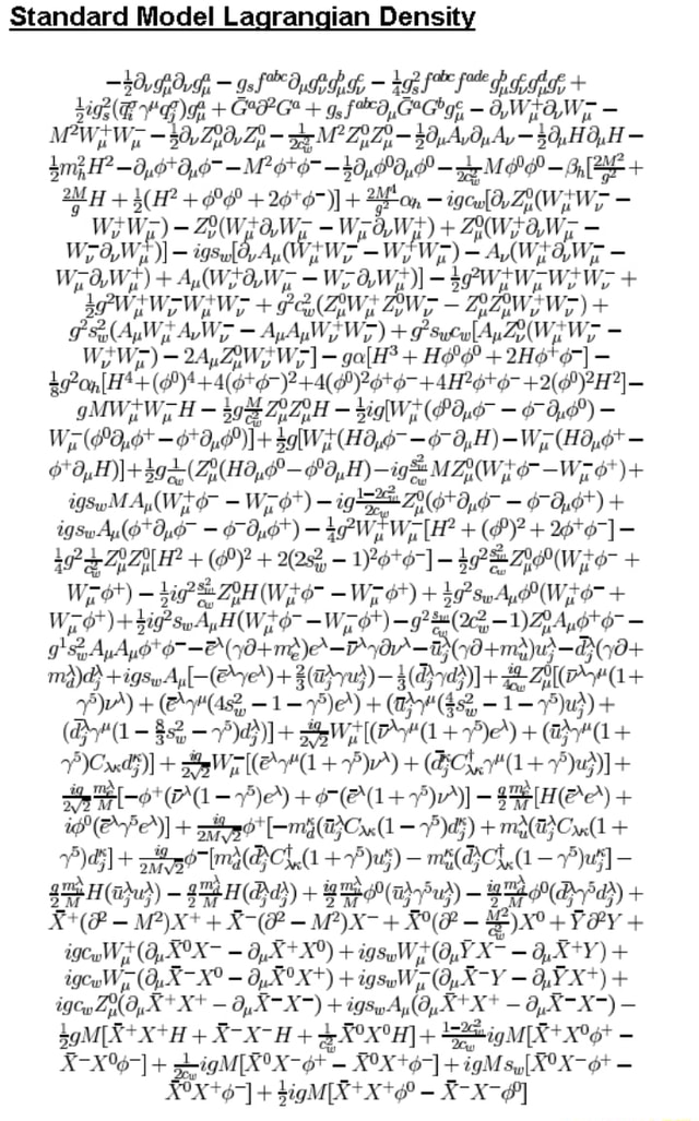 Standard Model Lagrangian Density - iFunny