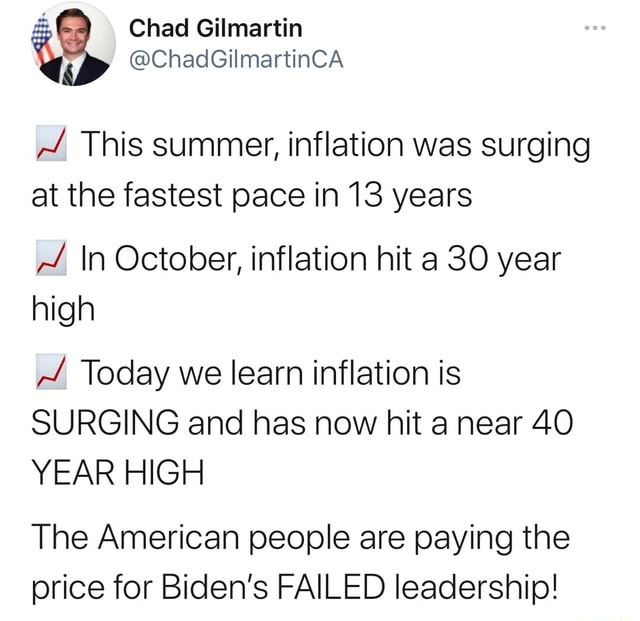 Chad Gilmartin This summer, inflation was surging at the fastest pace ...
