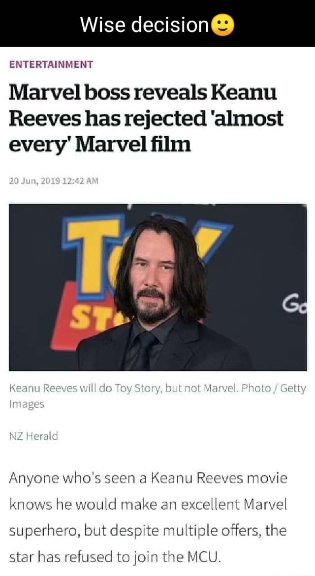 Wise ENTERTAINMENT 20 Jum, Marvel boss reveals Keanu Reeves has ...