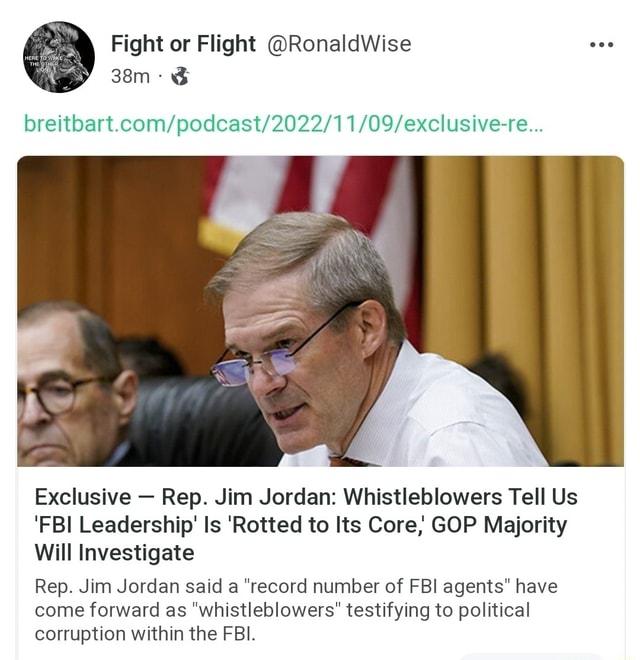 Fight or Flight @RonaldWise Exclusive - Rep. Jim Jordan: Whistleblowers ...