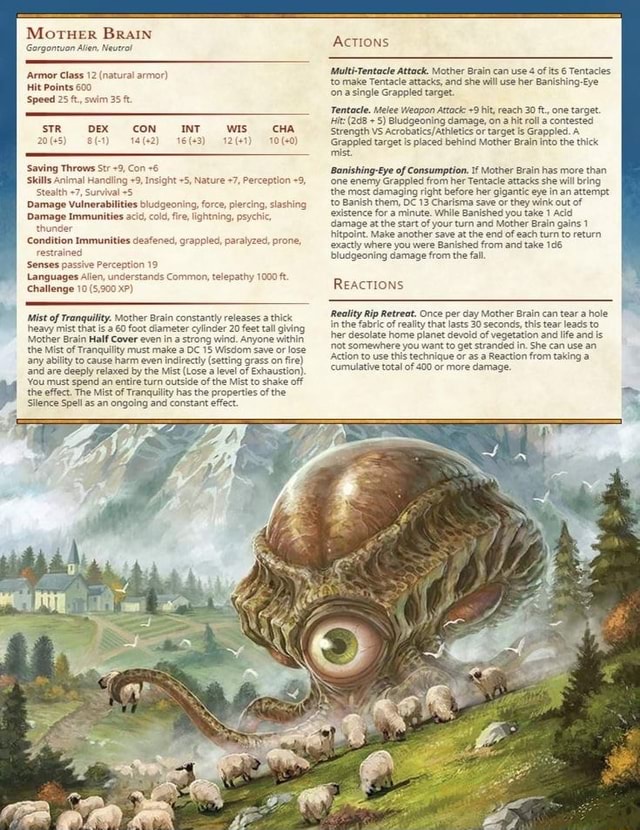 Mo rTuer Brain Gorgontuan Alien, Neutrol 'Armor Class 12 (natural armor ...