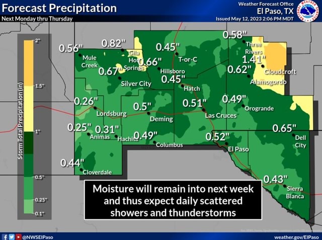 Forecast Precipitation Next Monday thru Thursday Issued May 12, 2023 PM ...