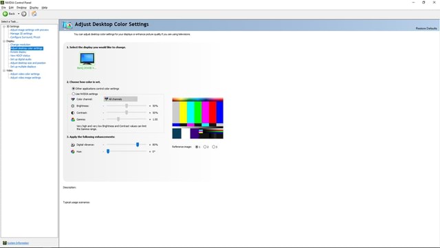 Adjust desctop color - NVIDIA Control Panel File Edit Desktop Display ...