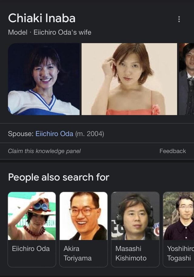 So his wife is Yamato? - Chiaki Inaba Model - Eiichiro Oda's wife ...