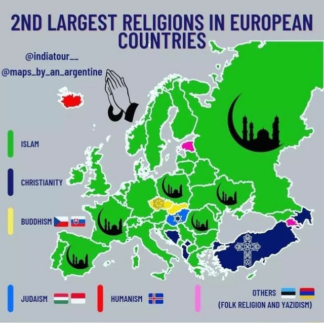 LARGEST RELIGIONS IN EUROPEAN COUNTRIES @indiatour__ @maps_by_an ...