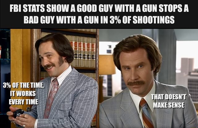 FBI STATS SHOW A GOOD GUY WITH AGUN STOPS A BAD GUY WITH A GUN IN 3% OF ...