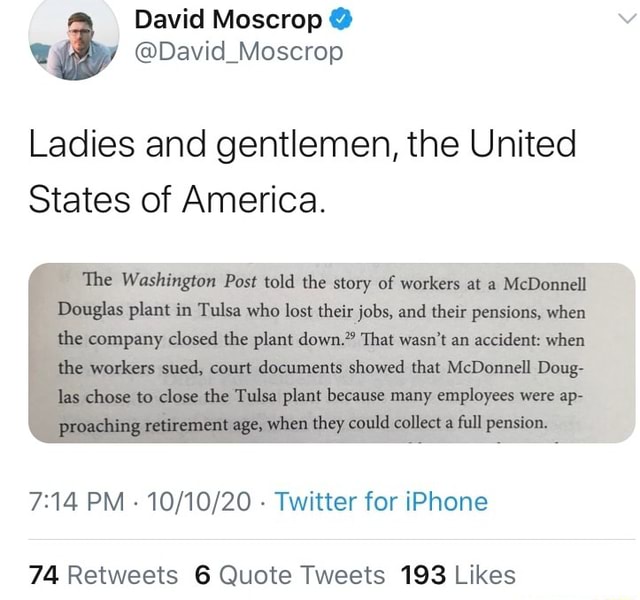 David Moscrop @David_Moscrop Ladies and gentlemen, the United States of ...