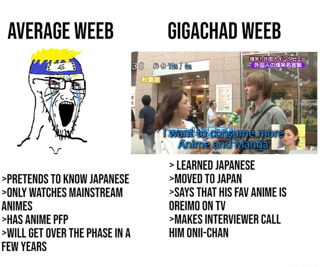 GIGACHAD WEEB > LEARNED JAPANESE >PRETENDS TO KNOW JAPANESE >MOVED TO ...