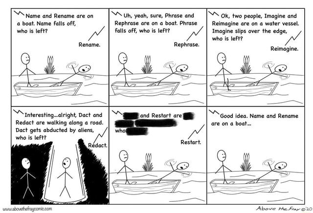 Pete and Repeat Redux - Name and Rename are on a boat. Name falls off ...