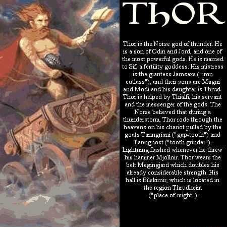 Thor is the Norse god of thunder He às son of Odin and Jord, end one of ...