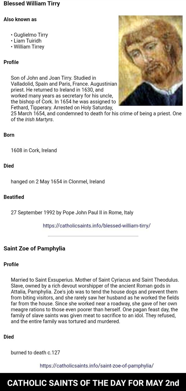 Blessed William Tirry Also known as Guglielmo Tirry Liam Tuiridh ...
