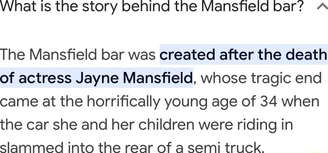 What Is the story benind the Mansfield bar' The Mansfield bar was ...