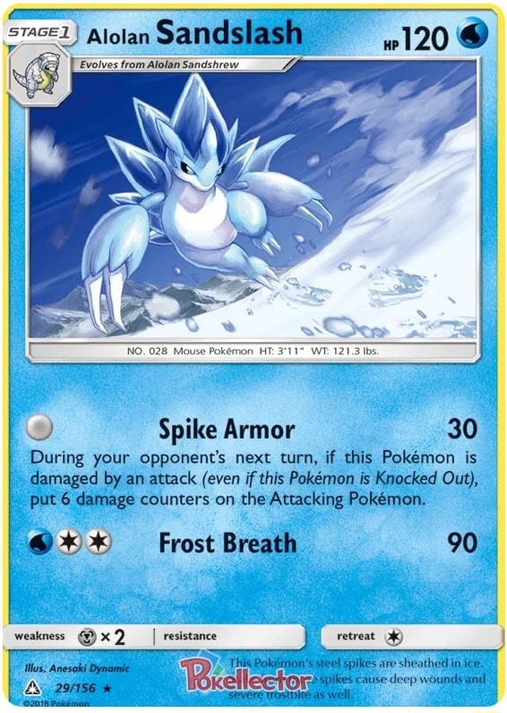 Alolan Sanda 120 NO. 028 Mouse Pokemon HT. WT Spike Armor 30 During ...