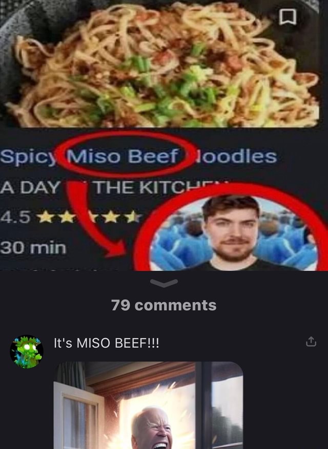 Ak ua Spicy so Beef loodles A DAY THE KITCH 45 te& tk 30 min 79 ...