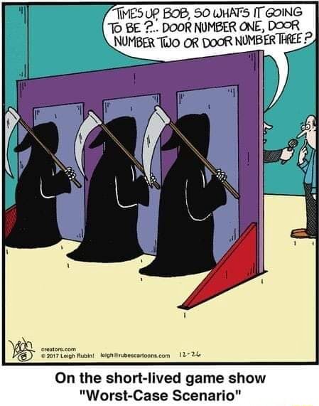 IMES UP BOB, SO WHATS IT GoING BE DOOR NUMBER ONE, DOOR NUMBER TWo OR ...