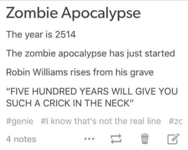 Zombie Apocalypse The year is 2514 The zombie apocalypse has just ...