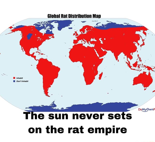 Global Rat Distribution Map Inhabit Dont Inhabit Domyownp The Sun Never Sets On The Rat Empire