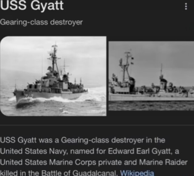 USS Gyatt Gearing-class destroyer USS Gyatt was a Gearing-class ...