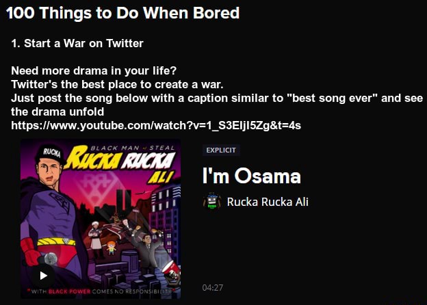 100 Things to Do When Bored 1. Start a War on Twitter Need more drama ...