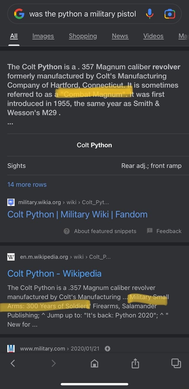 G was the python a military pistol (e) All Images Shopping News Videos ...
