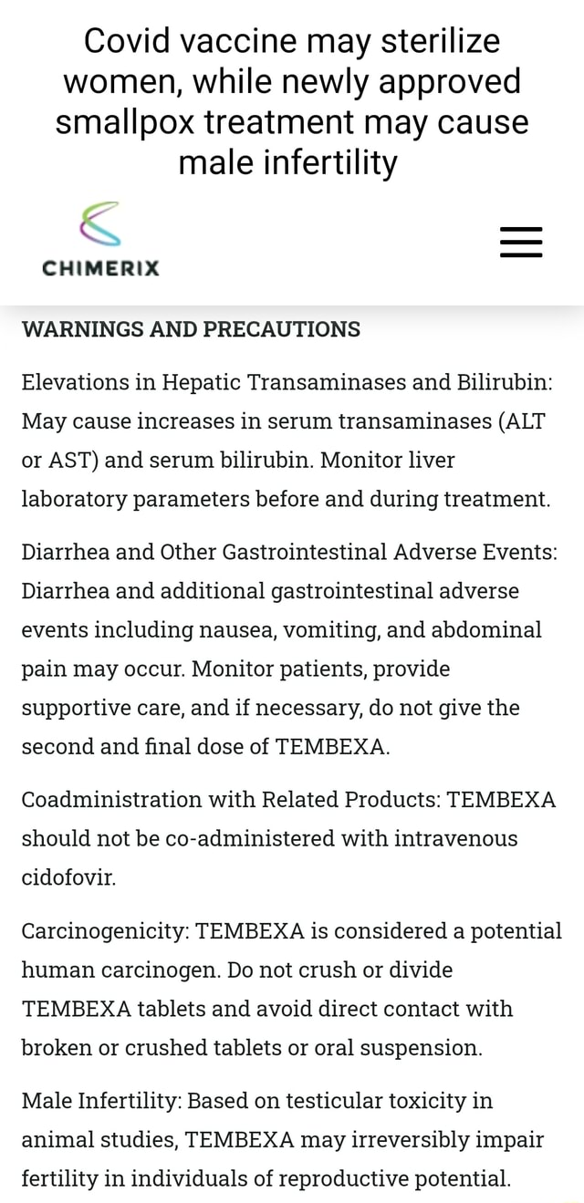 Covid vaccine may sterilize women, while newly approved smallpox ...